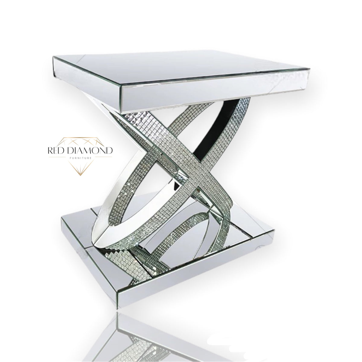 Crystal Silver Mirrored Side Coffee Table – reddiamondfurniture