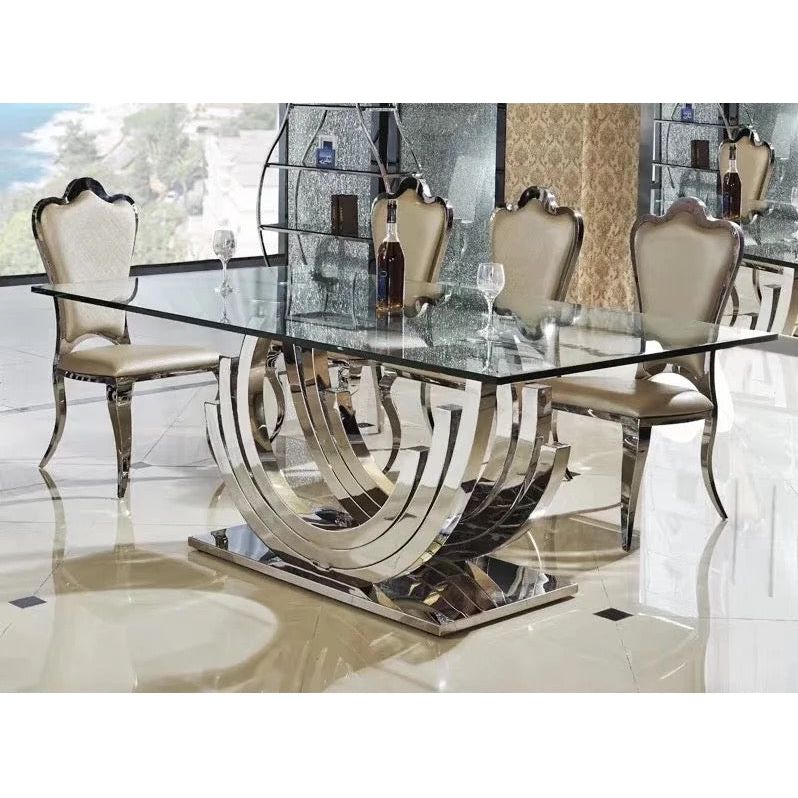 Modern Dining Table With Glass Top – reddiamondfurniture